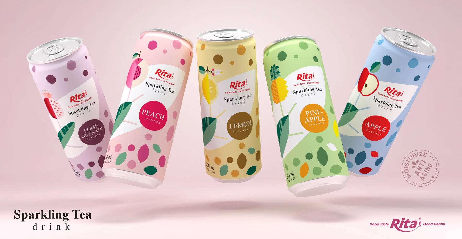 Carbonated Drink: Sparkling Tea Drink Pineapple Flavour 330ml Sleek Canned