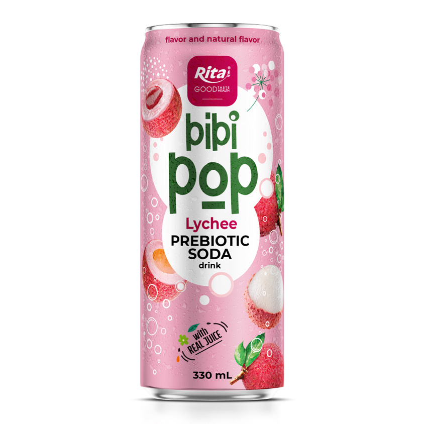 Carbonated Drink: Bibi Pop Prebiotic Soda drink with real lychee juice ...