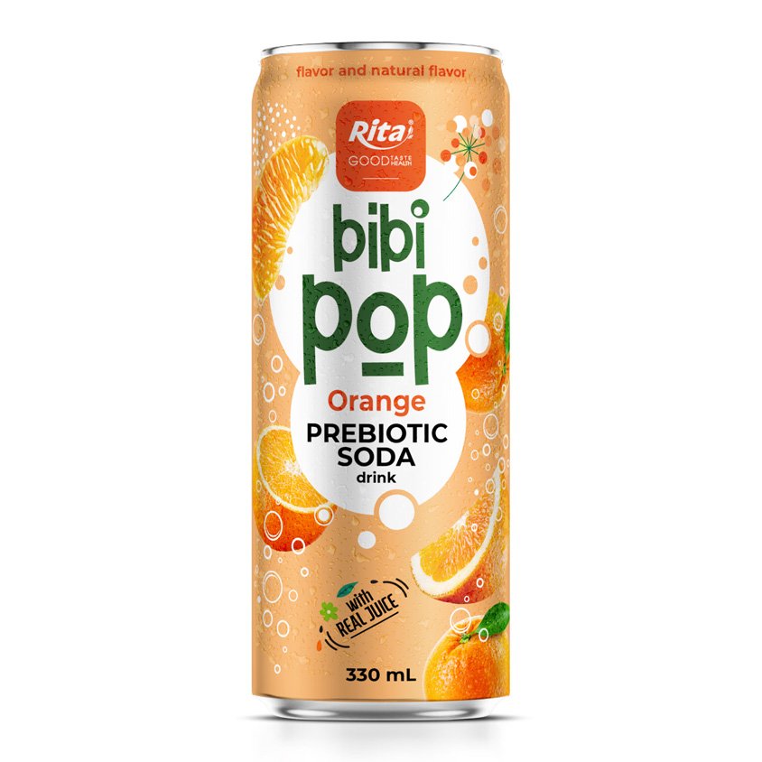 Carbonated Drink: Bibi Pop Prebiotic Soda drink with real orange juice ...