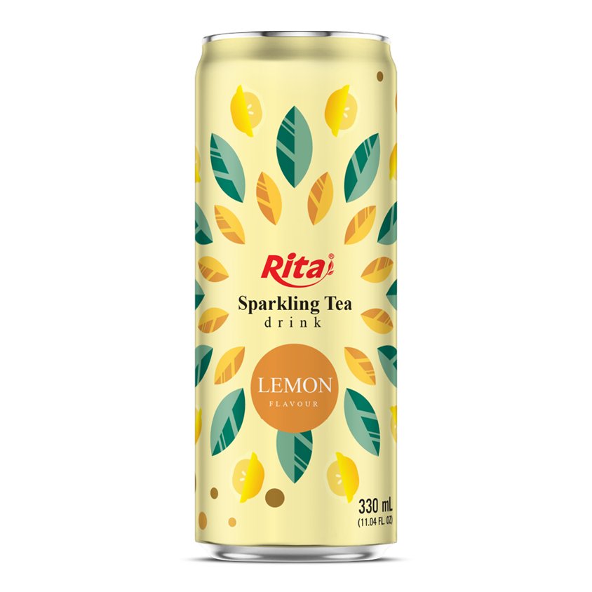 Carbonated Drink: 330ml Sleek Canned Sparkling Tea Drink Lemon Flavour