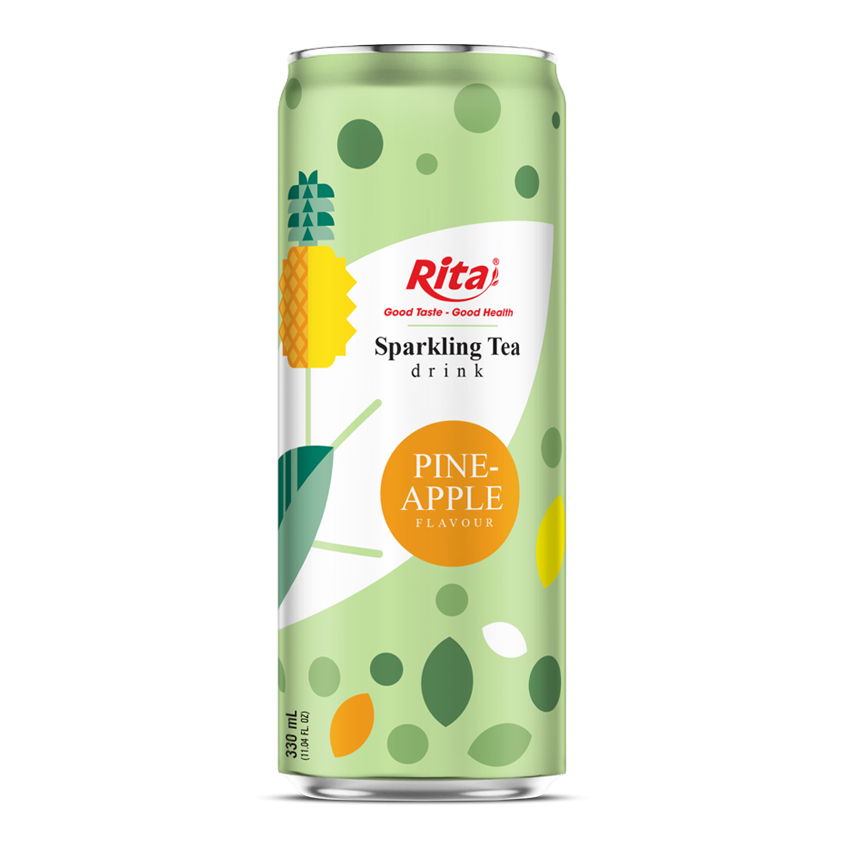 Carbonated Drink: Sparkling Tea Drink Pineapple Flavour 330ml Sleek Canned